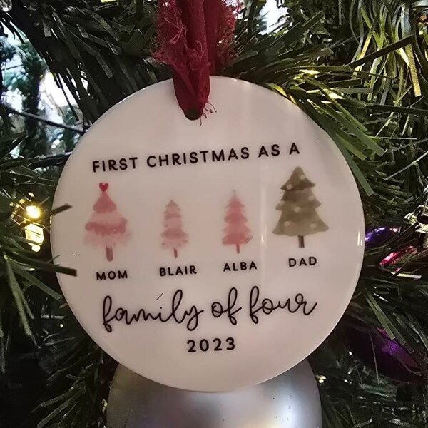Personalized First Christmas as a Family of Three Ornaments Family of ...