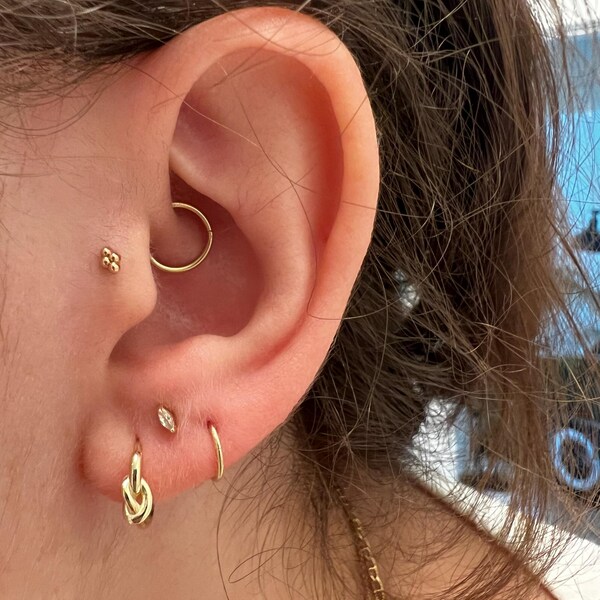 14K Solid Gold Hinged Clicker Hoop Belly Button Hoop Huggie Hoop ...