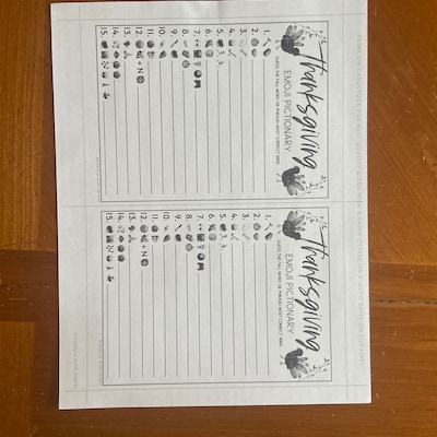 Thanksgiving Emoji Pictionary Game Thanksgiving Printable Games Fun ...
