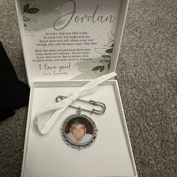 Groom Memory Pin - Groom Photo Charm - Memory Pin for Groom - Memorial ...