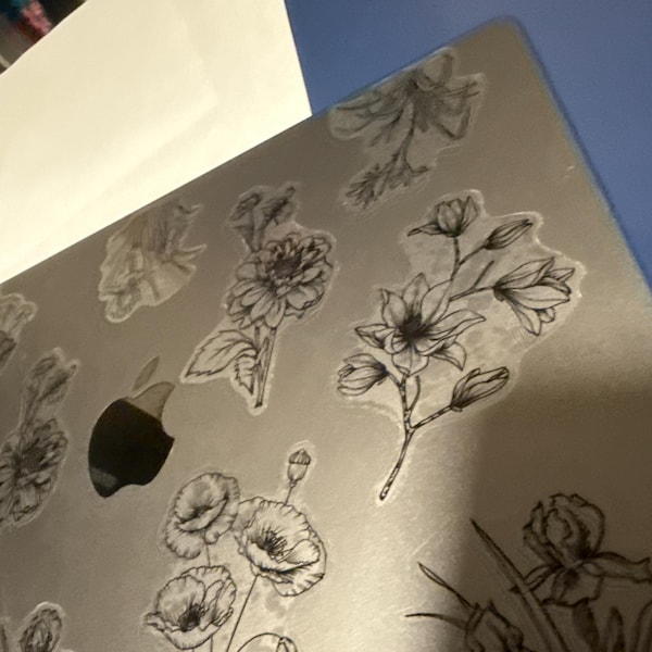 10 Black and White Flower Sticker Pack | Waterproof Reusable Set ...