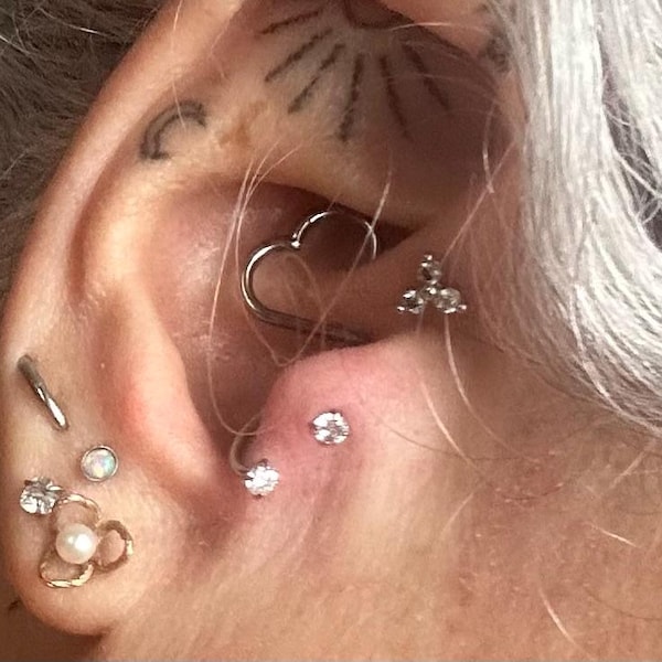 20G 18G Push Pin Clear CZ Horseshoe Nose Ring/threadless Half Hoop Nose ...