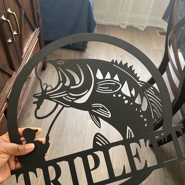 Fish Metal Name Sign, Bass Fishing Metal Monogram, Fishing Gifts for ...