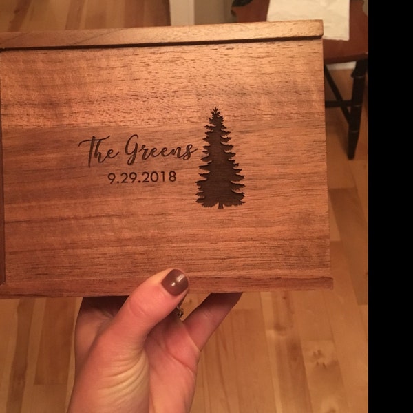 4x6" Wood Memory Box- Custom Engraved Walnut Keepsake Travel Box, Photo ...