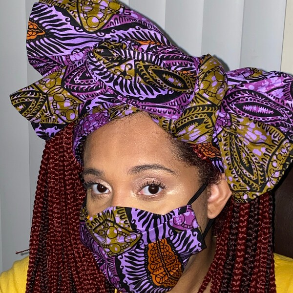 African Face Mask With Filter Pocket and Matching African Print Head ...