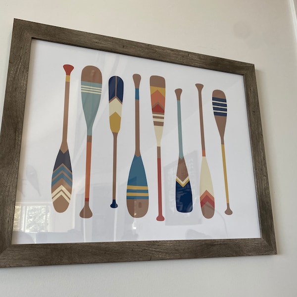 Paddle Print - Painted Canoe Paddles, Oar Art Print, Colorful Vintage ...