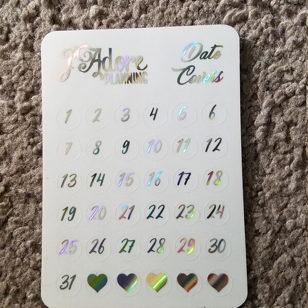 Foil Date Dots Planner Stickers, Foiled Clear Date Stickers for Erin ...