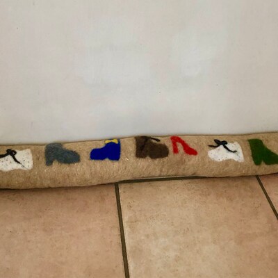 100% Eco Friendly Felted Monochrome Dog Draught Excluder / Draft ...