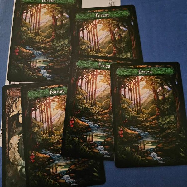 Basic Land Token MTG Token Stained Glass Art Token 5 Pack for Magic and ...