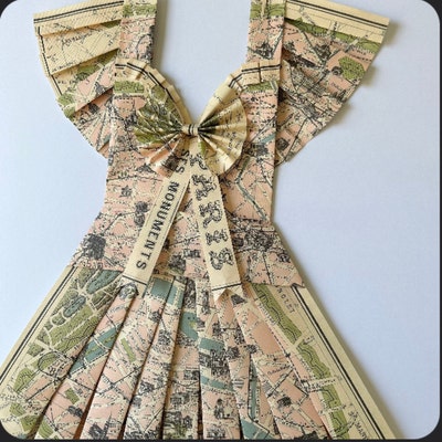 Blue World Map Paper Dress Artwork With Shadow-box Frame - Etsy