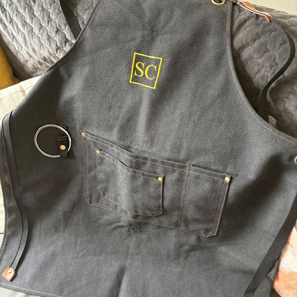 Personalized Bar Apron, Canvas Workshop Apron With Pockets, Custom Gift ...