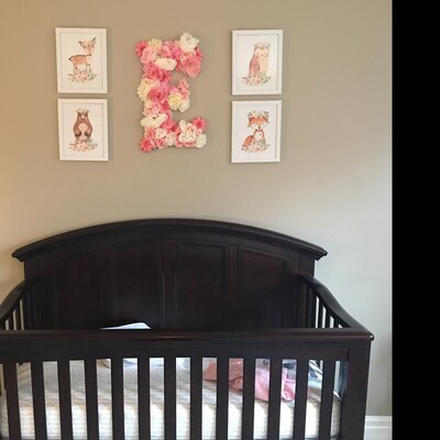 Boho Woodland Animals Set / Printable Nursery Art / Floral Watercolor ...