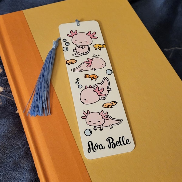 Axolotl Bookmark Personalised Kawaii Salamander Gift Name Gift Metal ...