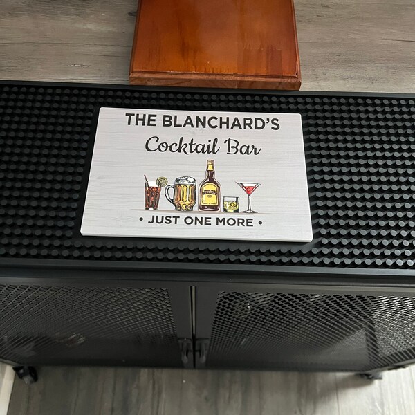 Personalized Cocktail Bar With Drinks Bar Mat, Customized Bar Mat, Home ...