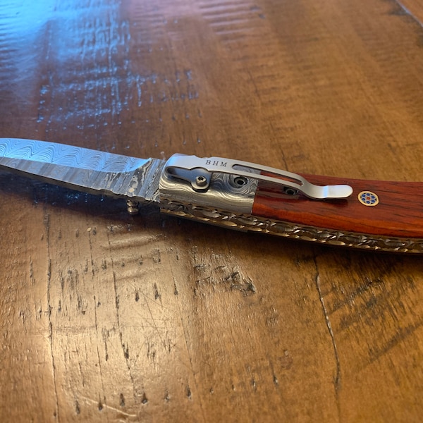 Damascus Folding Knife: Hand-carved Jesus Crucifixion Theme, Brass ...