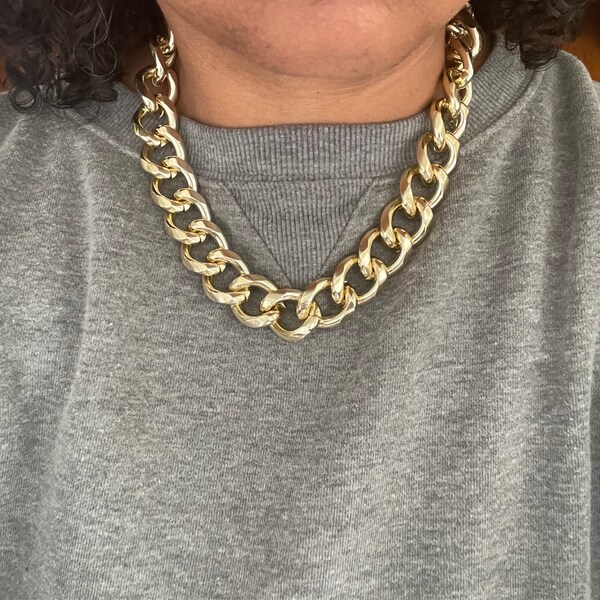 Chunky Chain Matte Gold Bracelet, Chunky Chain Boho Bracelet, Matte ...