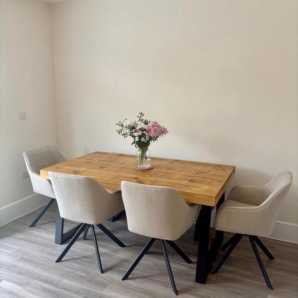 Dining Table Rustic Industrial Dining Table Grantham TRAPEZIUM Chunky ...