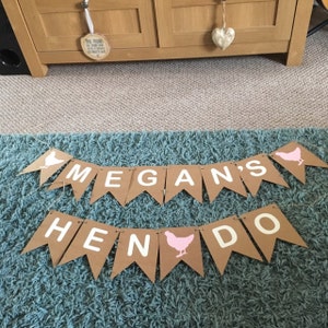 Hen Do, Hen Party Decoration, Banner, Name Bunting, Pink Hen Decoration ...