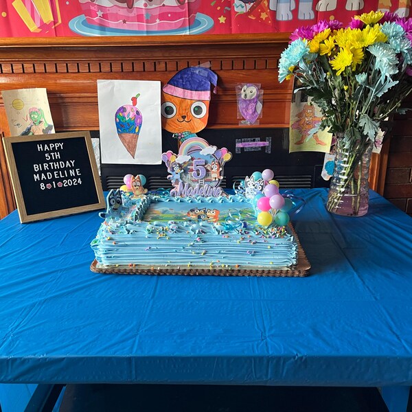 Bluey Inspired Cake Topper, Blue Party Decoration , Blue First Birthday ...