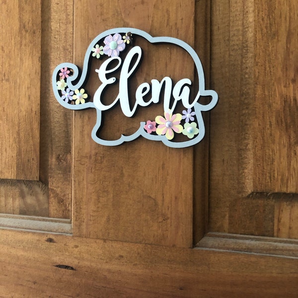 Personalised Elephant Silhouette Name Shape - Etsy