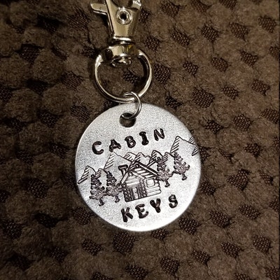 Hand Stamped Cabin Keys Keychain - Etsy
