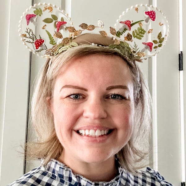 Ice Blue Flower Resin Mouse Ears Crown Headband, Womens Princess Ears ...