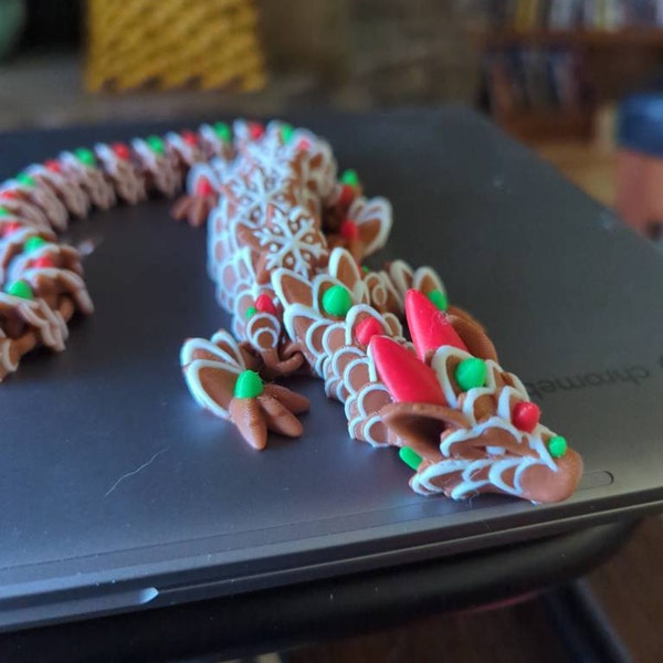 3D Printed Articulated Gingerbread Dragon – Holiday Decor - Multicolor ...
