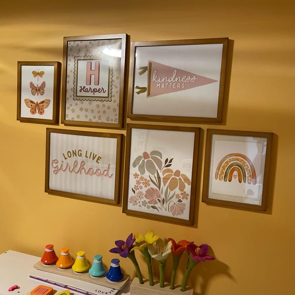 Boys Gallery Wall Art Set 6 Dinosaur Poster Adventure Awaits Pennant ...