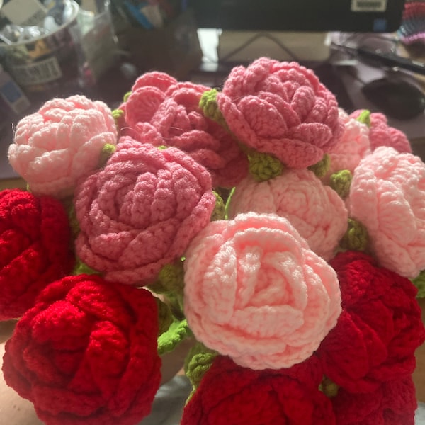 Crochet Rose Flower,finished Hand Made Flowers,wedding Accessories ...