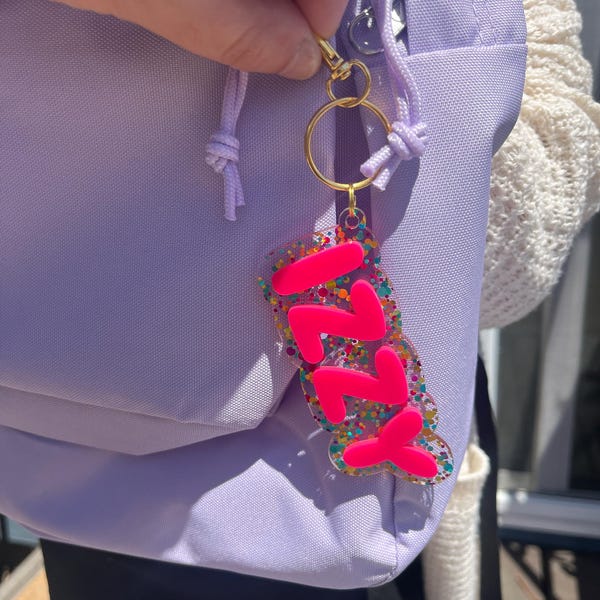 Personalized Acrylic Name Keychain: Polka Dot Backpack Tag - Etsy