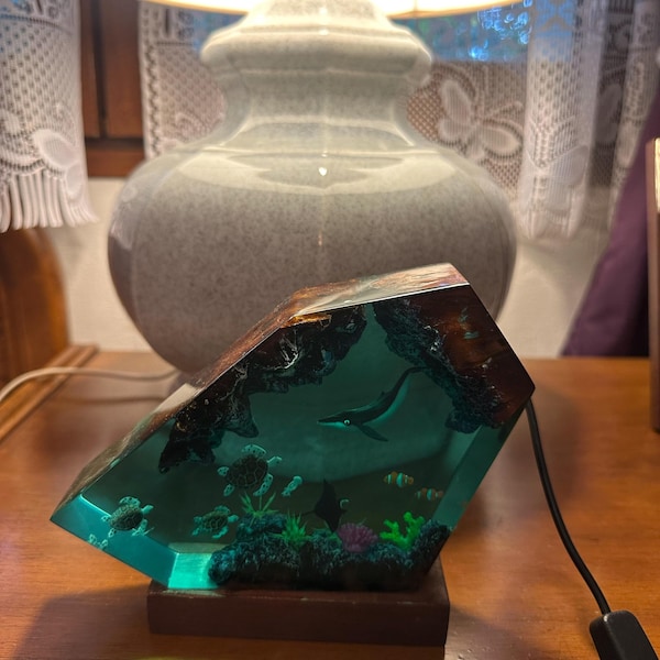 Orca Shark and Couple Diver Resin Night Lights Whale Shark and Humpback ...