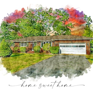 Our First Home Print, Homeowners Gift, Custom House Portrait, Digital ...