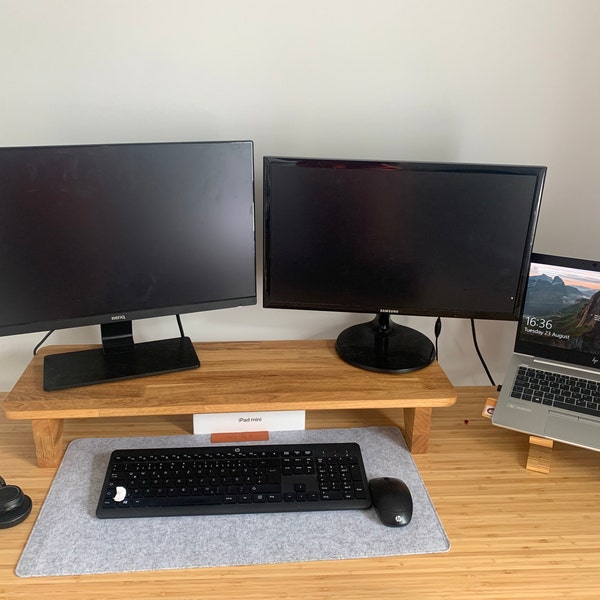 Solid Oak Monitor Stand Custom Size / Shelf / Raiser/ Home Office/ Imac ...