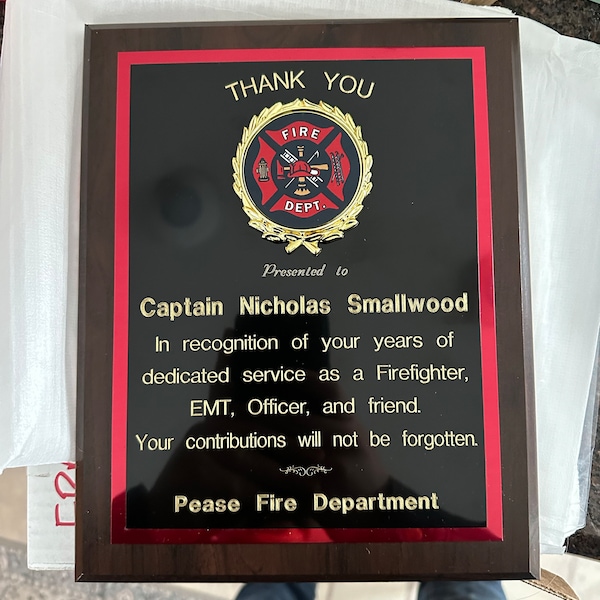 8x10 Custom Engraved Firefighter Plaque, Award, Trophy, FREE Engraving ...