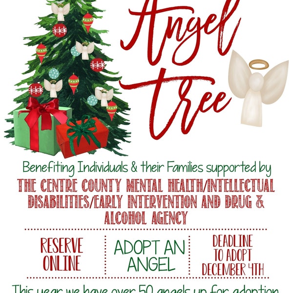 Holiday Flyer, Editable Christmas Angel Tree Flyer Invite, Holiday ...