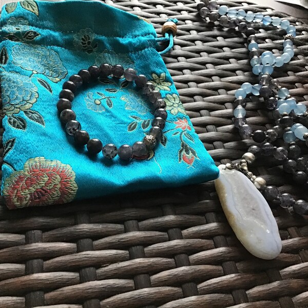 The Emotional Healing Mala - Blue Sea Sediment Jasper and Turquoise - Etsy