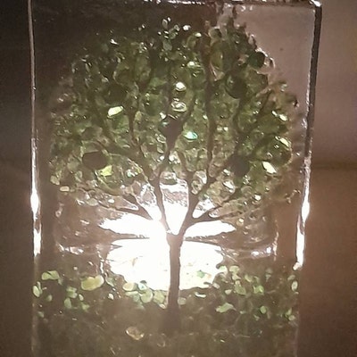 Blue Trees Fused Glass Curve - Etsy