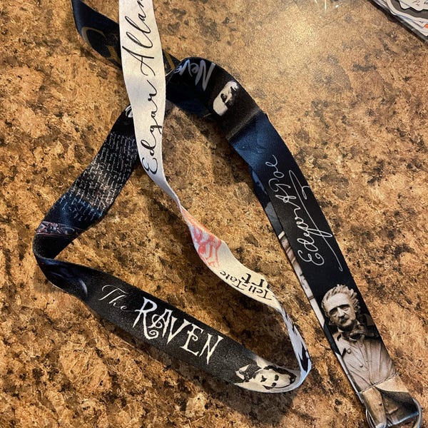 Writer Edgar Allan Poe Lanyard Raven ID Nevermore Badge Goldbug Holder ...