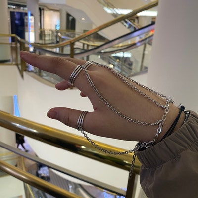 Handmade Anime Chain Bracelet and Five Finger Rings - Etsy