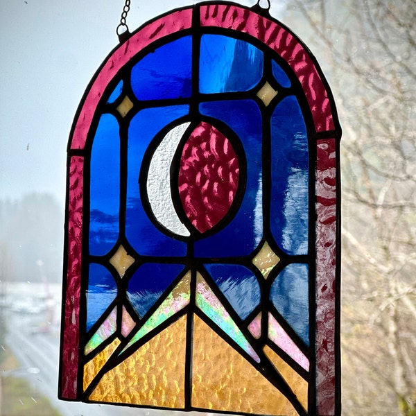 Moon Mountain Arch Stained Glass Pattern, Beginner Stained Glass ...
