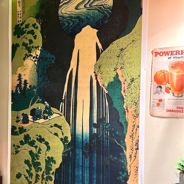 Katsushika Hokusai Art Canvas, Amida Waterfall Canvas Print, Deep ...