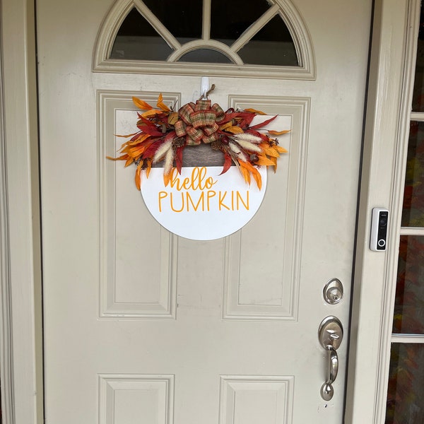 Hello Fall Door Hanger, Autumn Door Sign, Fall Front Door Hanger, Front ...