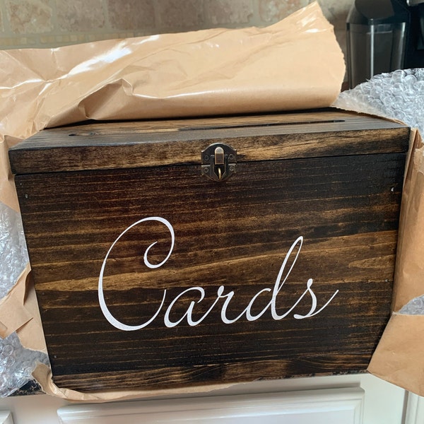 Locking Wood Card Box for Wedding, Graduation, Party, Shower, Reception ...