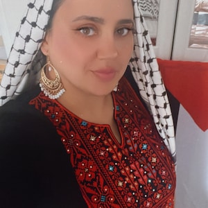 Shawl Palestinian Embroidery Black and Red Tatreez - Etsy