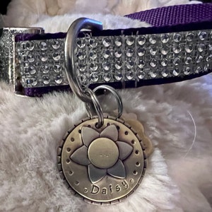 XL Dog Id Tag- Metal Pet Id Tag for Large Dogs- Flower- XL Floating ...