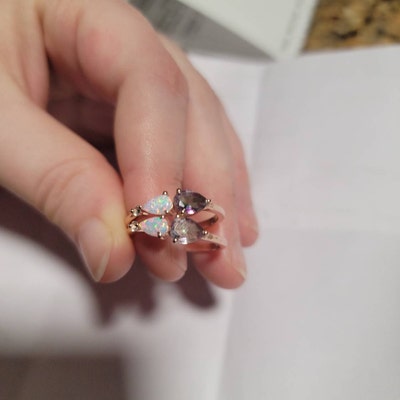 Unique Multi Gemstone Box Ring, 14K Solid Gold Baguette Garnet ...