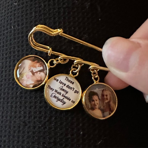 Memorial Photo Lapel Pin in Gold Custom Memorial Photo Boutonniere ...