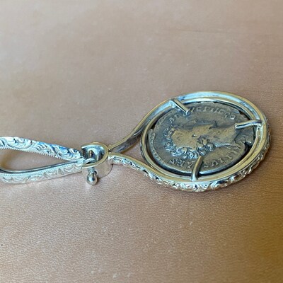 Personalized Coin Bezel. Silver Coin Bezel With Brass Prongs. - Etsy