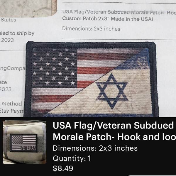 USA Flag/veteran Subdued Morale Patch- Hook and Loop Custom Patch 2x3 ...