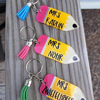 Custom Teacher Pencil Keychain - Etsy